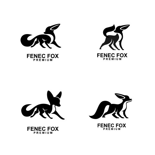 Fennec fox logo icon design negative black white Vector Image