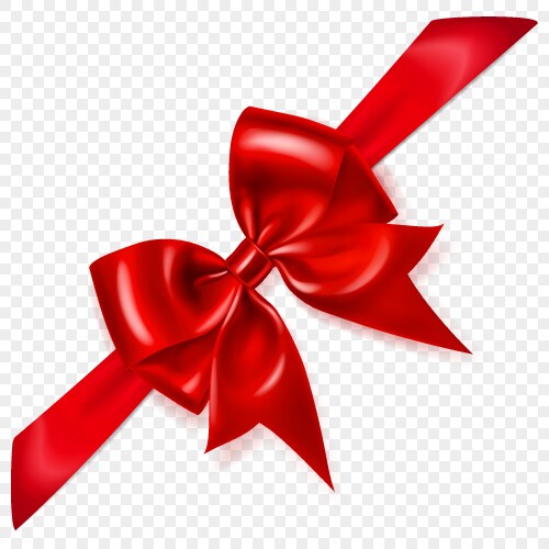 Red bow with diagonally ribbon Royalty Free Vector Image