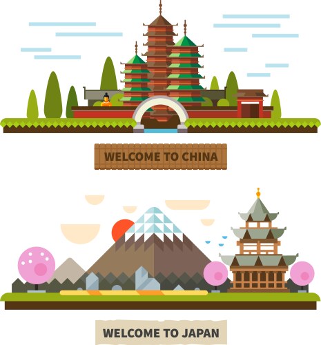 China traditional buildings cultural japan Vector Image