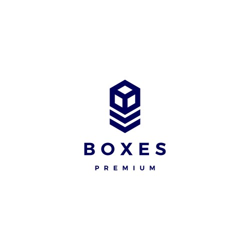 Apple box cube logo line art outline Royalty Free Vector