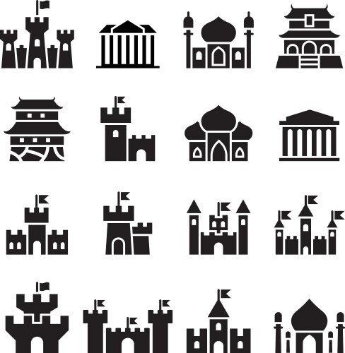 Castle icon set Royalty Free Vector Image - VectorStock
