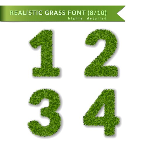 Grass numbers 1 2 3 4 green one two Royalty Free Vector