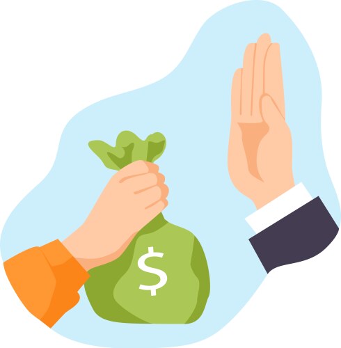 Corruption bribery in business people handshake Vector Image