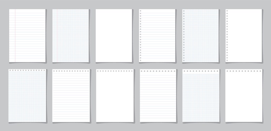 Notebook pages template daily and notes Royalty Free Vector