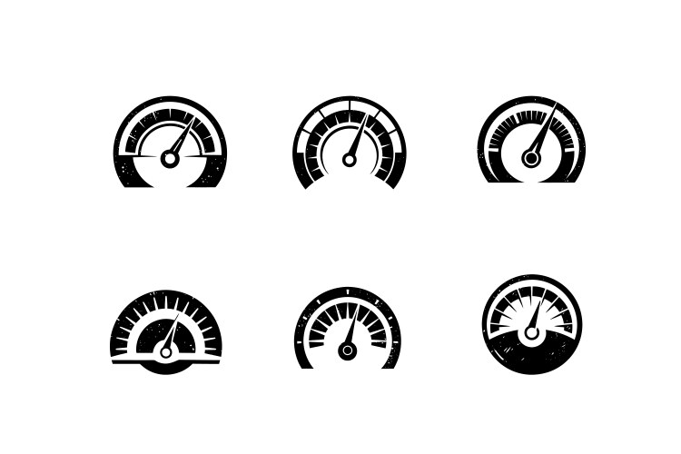 Speedometer set icon logos and designs Royalty Free Vector
