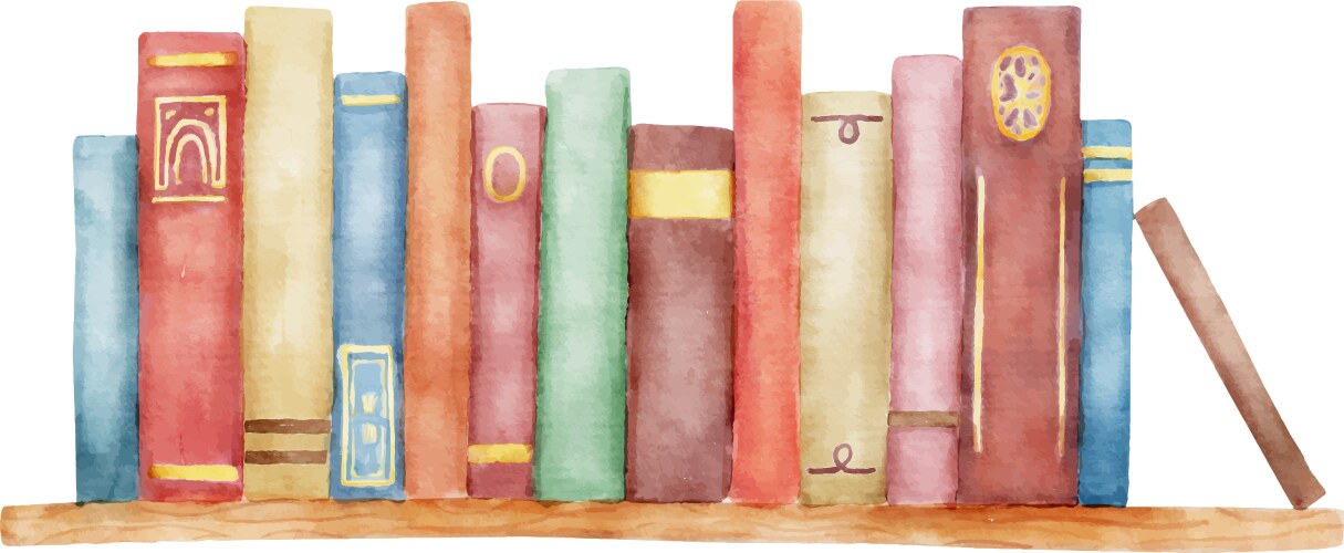Books on bookshelf in library hand drawn Vector Image