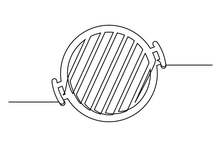 Continuous line drawing bbq fire Royalty Free Vector Image