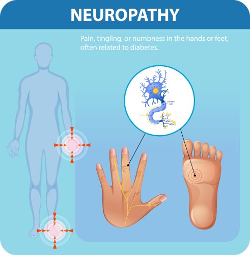 Neuropathy affecting hands and feet Royalty Free Vector