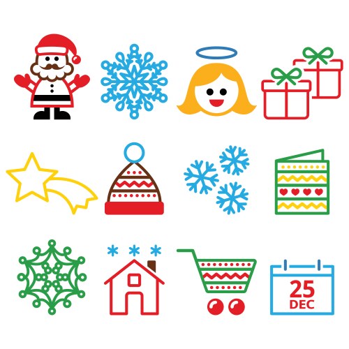 Happy christmas icon set Royalty Free Vector Image