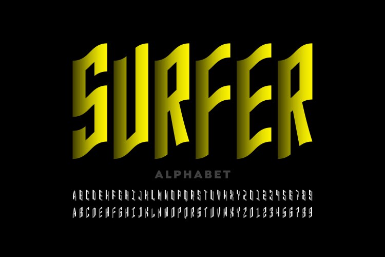 Waves font ripple water reflexes english alphabet Vector Image