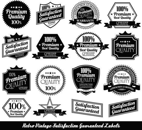 Set of premium quality and guarantee labels Vector Image
