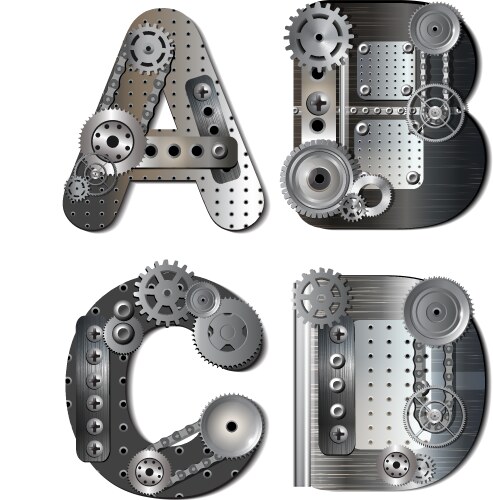 Mechanical alphabet Royalty Free Vector Image - VectorStock