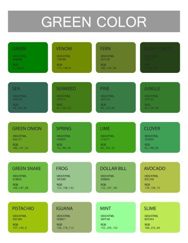 Blue color codes and names selection colors Vector Image