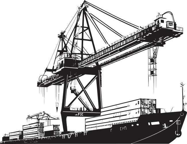 Vessel valor crane loading to cargo ship logo Vector Image