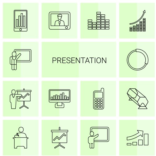 8 presentation icons Royalty Free Vector Image