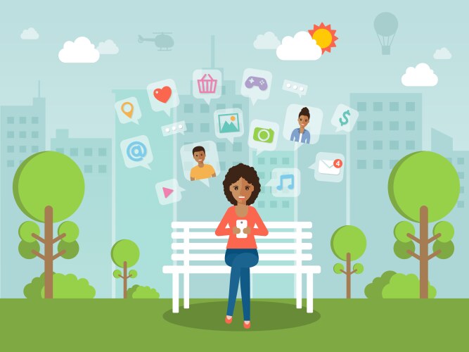 Social media addiction concept Royalty Free Vector Image