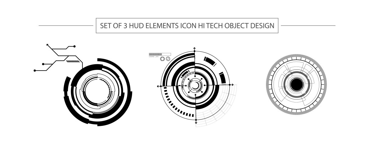 Set of sci fi circle user interface elements Vector Image