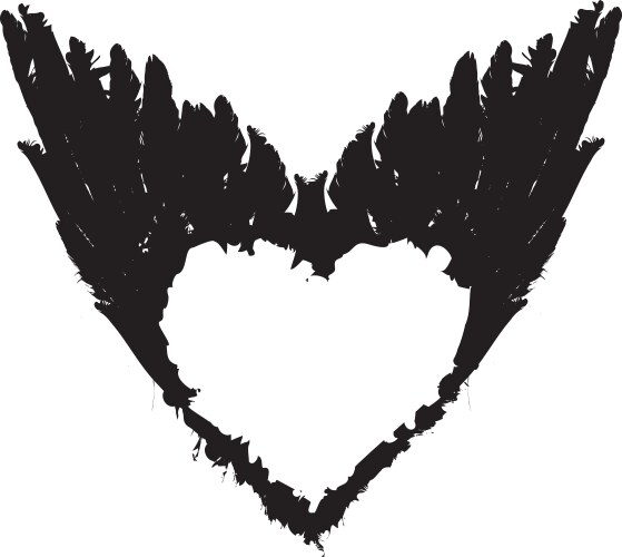 White abstract flying heart with black wings Vector Image