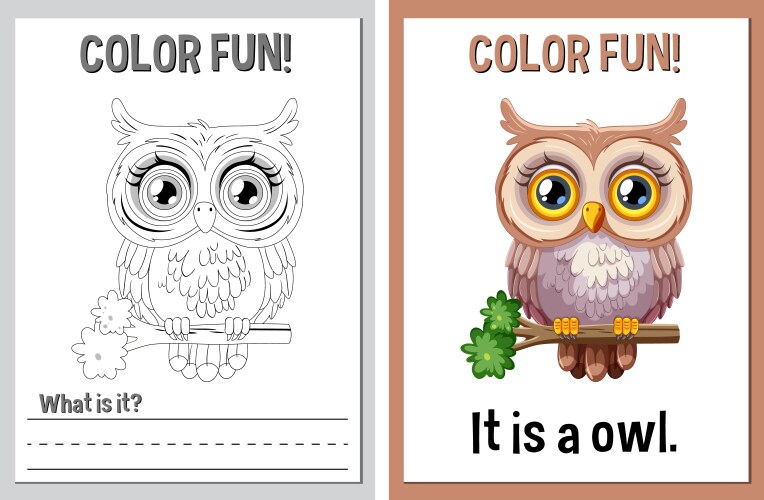 Coloring and educational activity with cute owl Vector Image