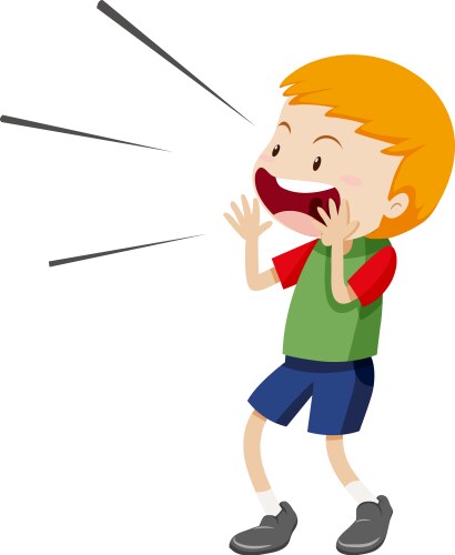 Cartoon boy yelling and shouting into a megaphone Vector Image