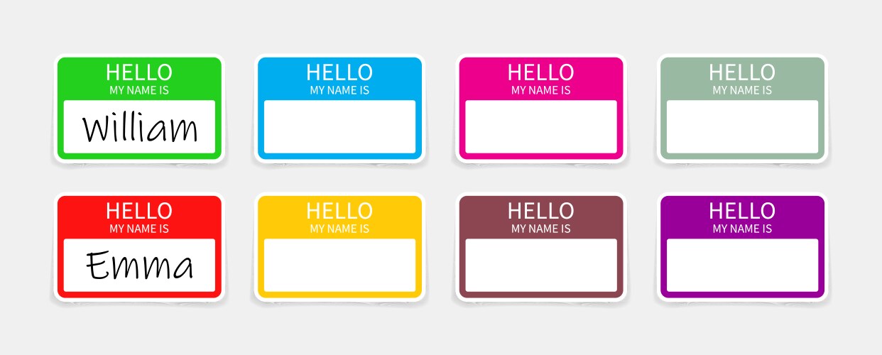 Cute name stickers school label frames cartoon Vector Image