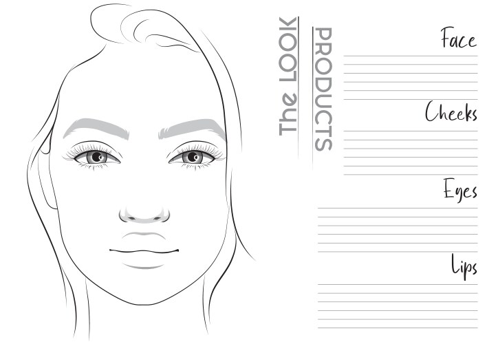 Makeup artist face chart blank template – Royalty-Free Vector | VectorStock