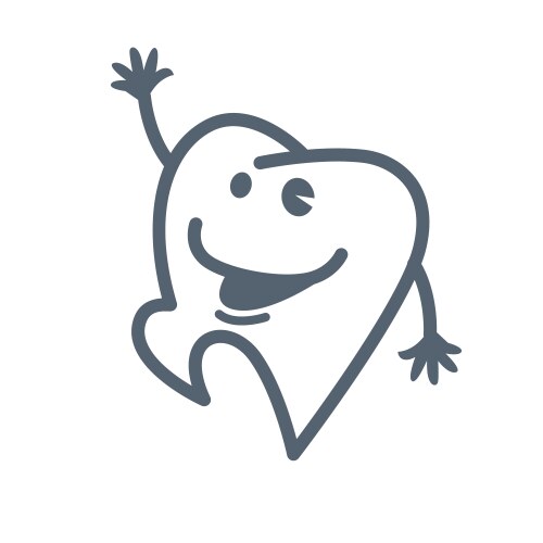 Tooth waving hand with line art drawing Royalty Free Vector