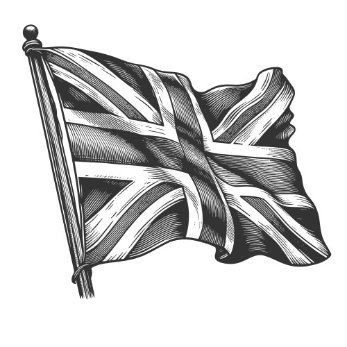 Woman wrapped in union jack flag engraving Vector Image