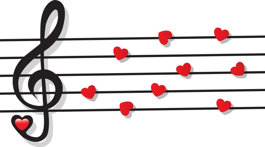 Treble clef set with heart Royalty Free Vector Image