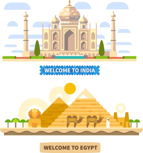 Welcome to india indias traditional symbols icons Vector Image