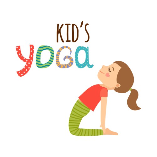 Cute yoga kids card with little girl Royalty Free Vector