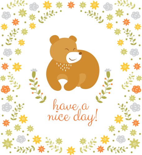 Little duckling with a floral wreath Royalty Free Vector