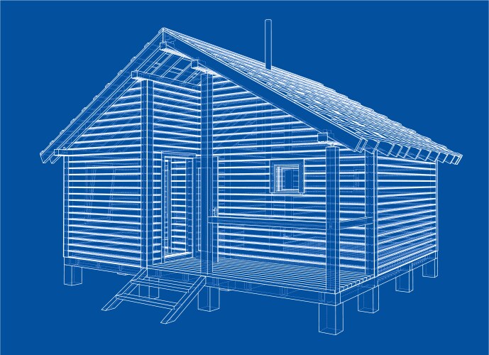 Sketch of small house rendering 3d Royalty Free Vector Image