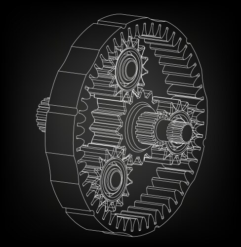 3d model of the planetary mechanism Royalty Free Vector