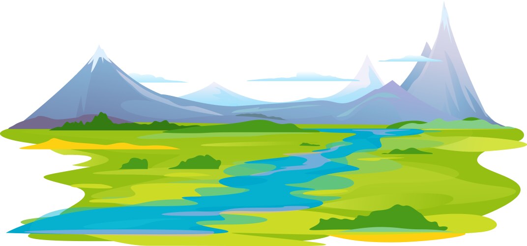 Mountain landscape with river Royalty Free Vector Image