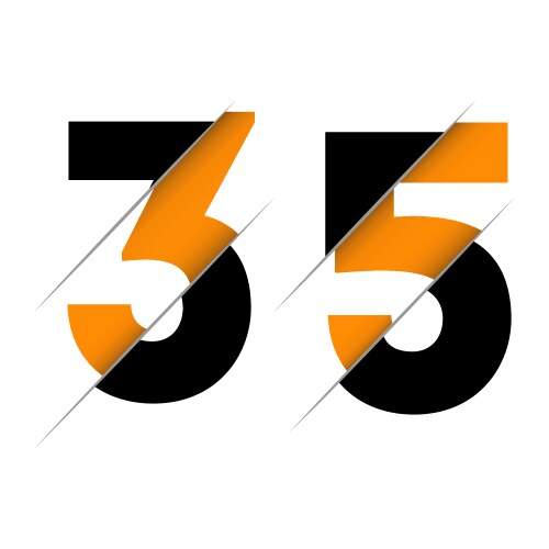 53 5 3 number logo design with a creative cut Vector Image