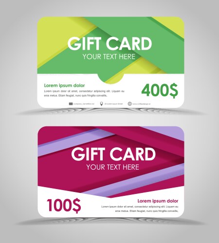Gift card or voucher template design Royalty Free Vector