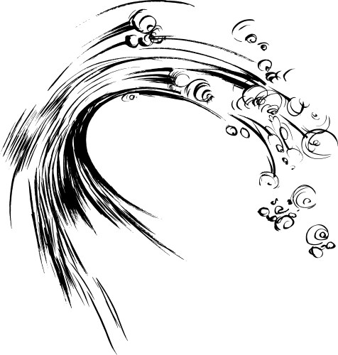 Surfer in wave brush ink sketch handdrawn Vector Image