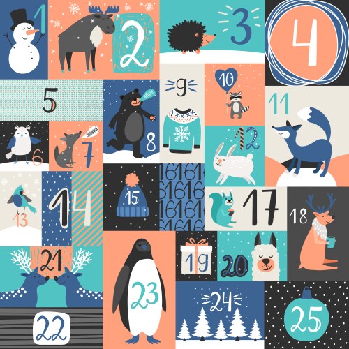 Christmas Advent Calendar - Winter Countdown Vector Image
