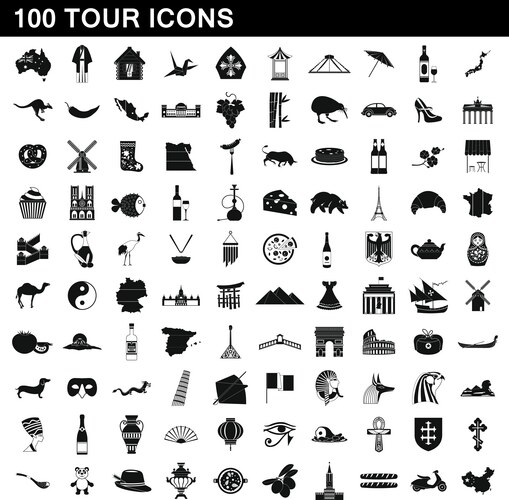 165 icons travel and tourism Royalty Free Vector Image