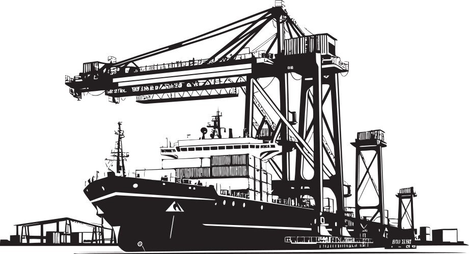 Dockside dynamics industrial cargo ship loading Vector Image