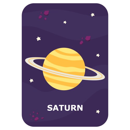 Moon space flash card english language Royalty Free Vector