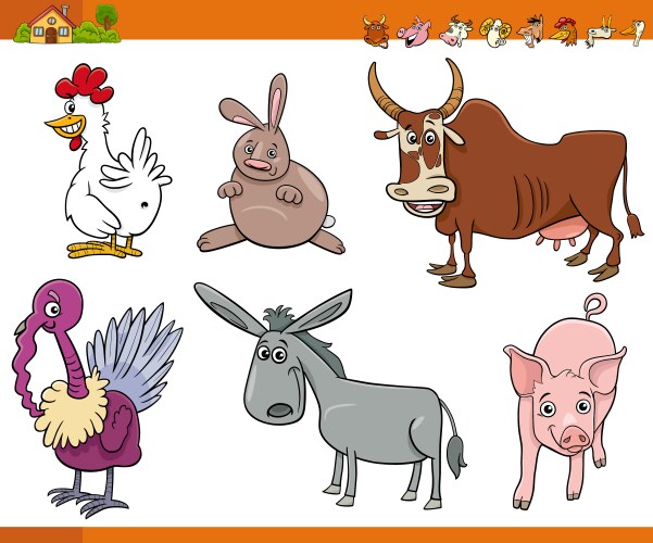 Basic geometric shapes with cute farm animals set Vector Image