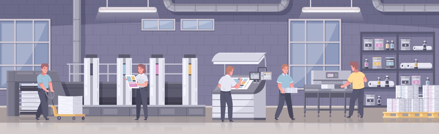 Printing house polygraphy cartoon concept Vector Image