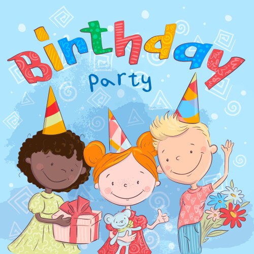Birthday design banner with faces cute kids Vector Image