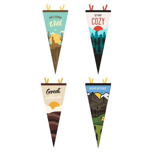 Pennant flag set for college teams Royalty Free Vector Image