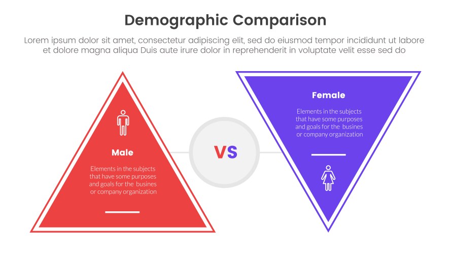Demographic man vs woman comparison concept Vector Image