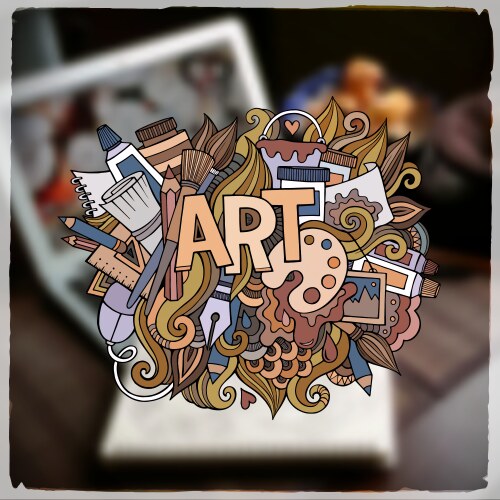 Art hand lettering and doodles elements Royalty Free Vector