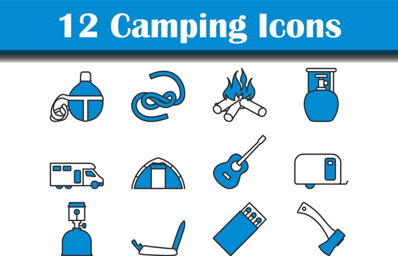 Camping icon set Royalty Free Vector Image - VectorStock