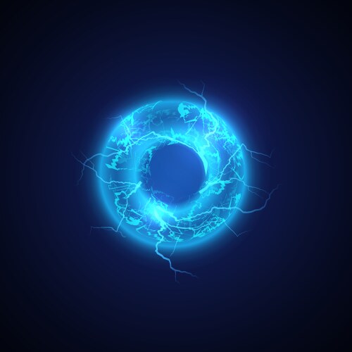 Glowing fire ring lightning on isolated black Vector Image